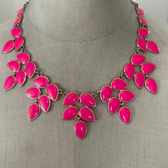 Mika Yoga Wear | Jewelry | Mika Neon Pink Teardrop Bib Necklace | Poshmark